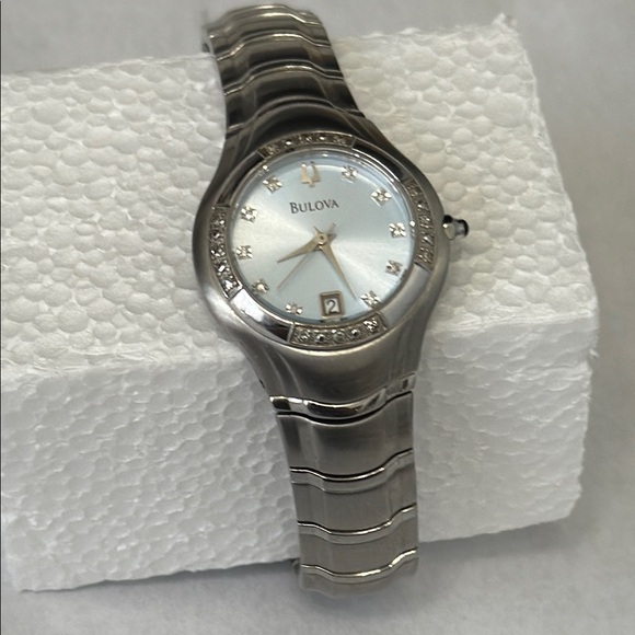 Bulova | Accessories | Bulova Silver Watch With Crystal Accents Running ...